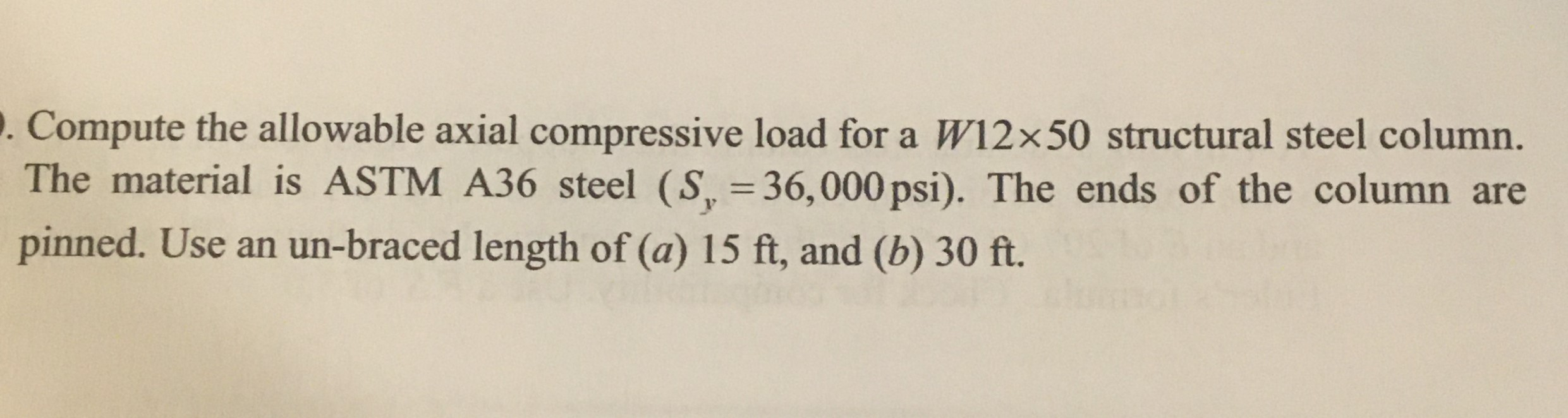 Solved . Compute the allowable axial compressive load for a | Chegg.com