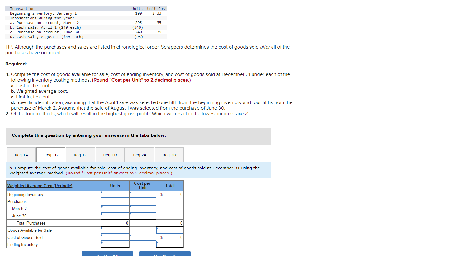 Solved TIP: Although the purchases and sales are listed in | Chegg.com