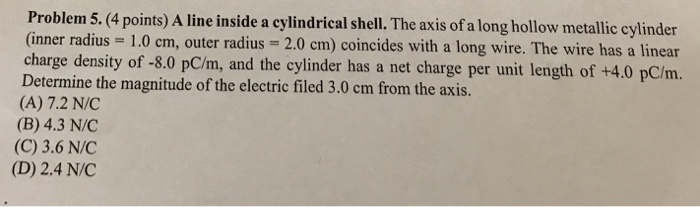Solved A line inside a cylindrical shell. The axis of a long | Chegg.com