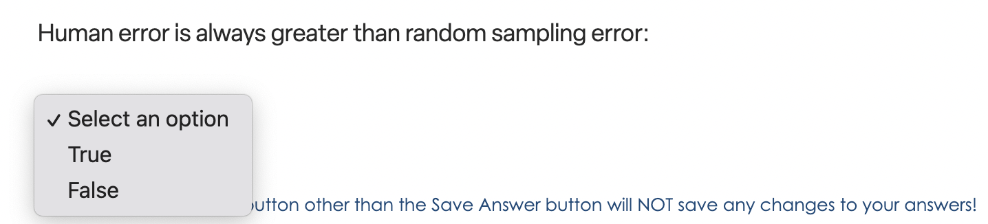 Solved Human error is always greater than random sampling | Chegg.com