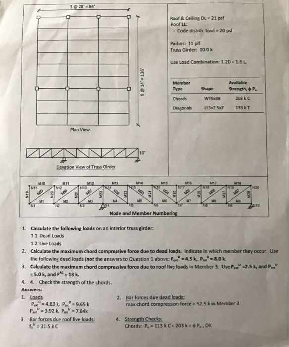 Roof & Ceiling DL- 21 psf Roof LL: - Code distrib. | Chegg.com