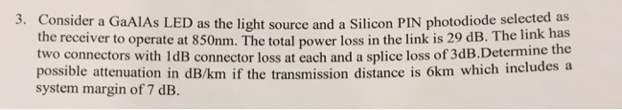 Solved Consider a GaAlAs LED as the light source and a | Chegg.com