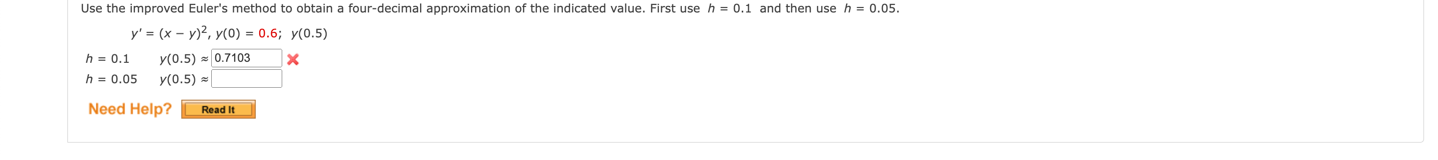 Solved Use the improved Euler's method to obtain a | Chegg.com