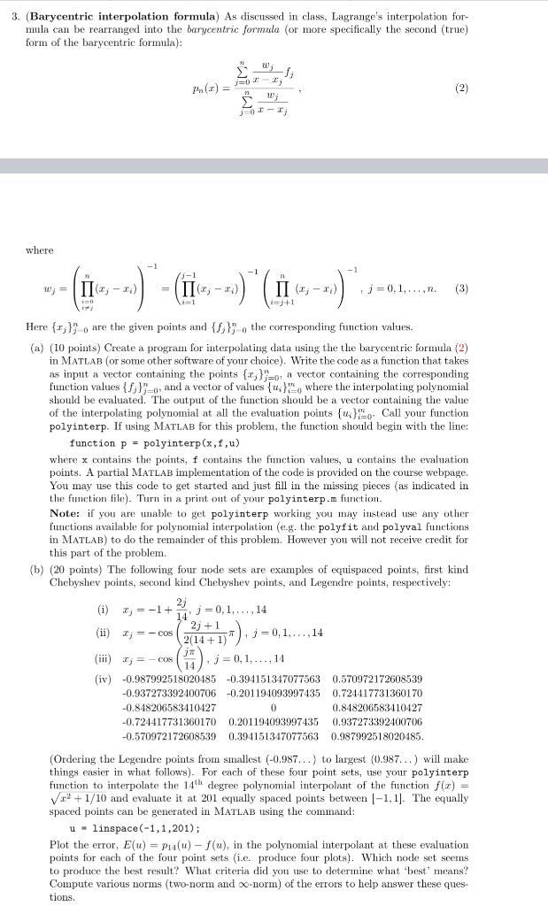 3. (Barycentric interpolation formula) As discussed | Chegg.com 3. (Barycentric interpolation formula) As discussed | Chegg.com