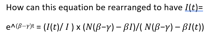 Solved How can this equation be rearranged to have I(t)= | Chegg.com