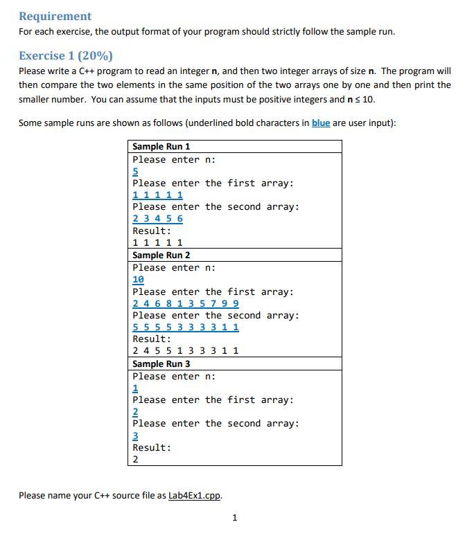 Solved Requirement For each exercise, the output format of | Chegg.com