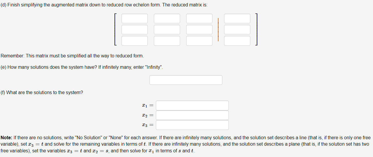 Solved (1 point) Solve the following system using augmented | Chegg.com