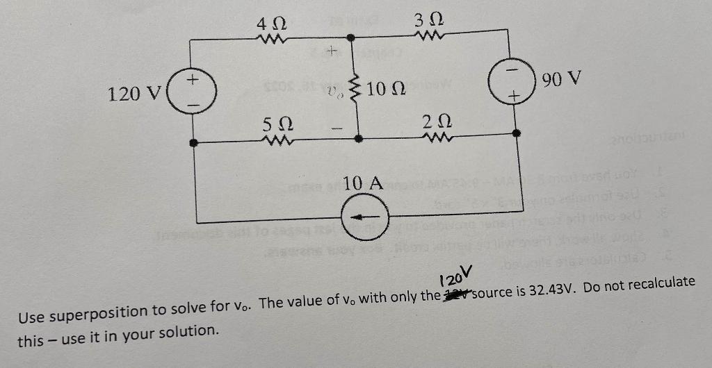 Solved Use superposition to solve for v0. The value of v0 | Chegg.com