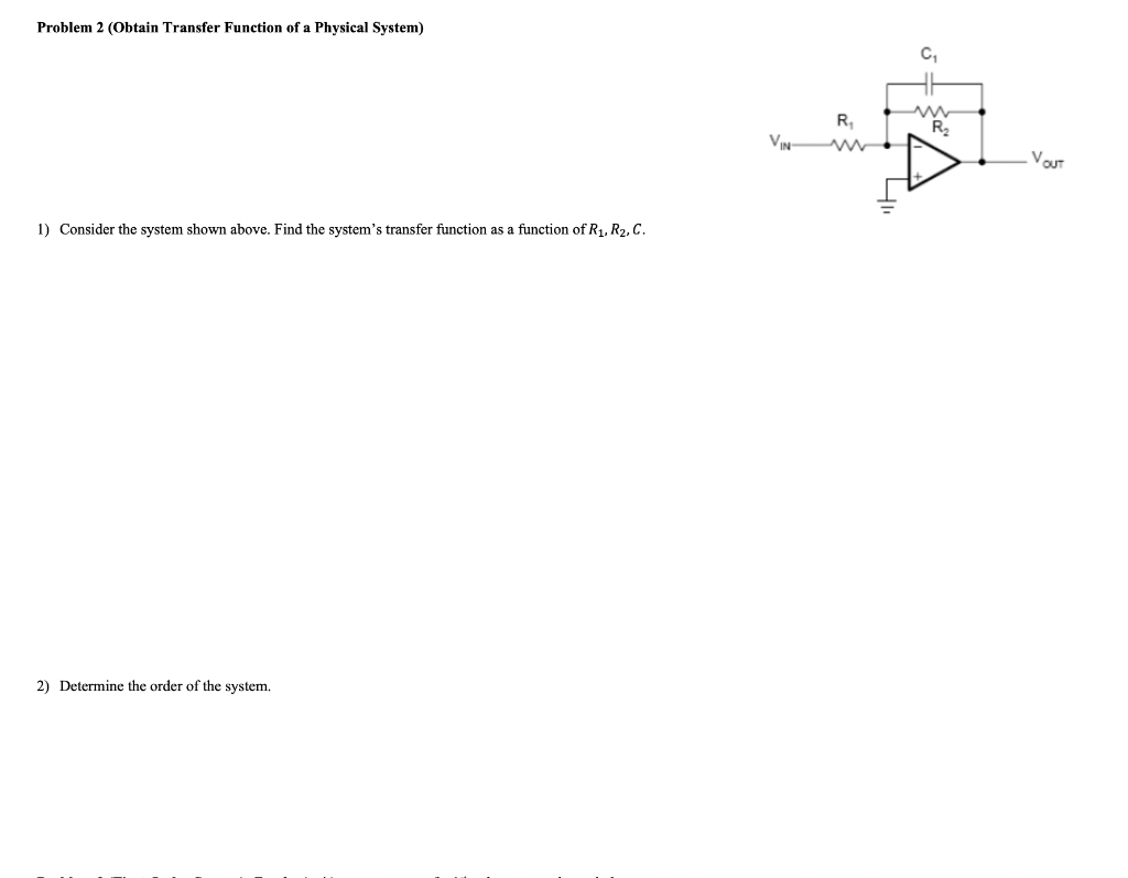 Solved Problem 2 (Obtain Transfer Function of a Physical | Chegg.com