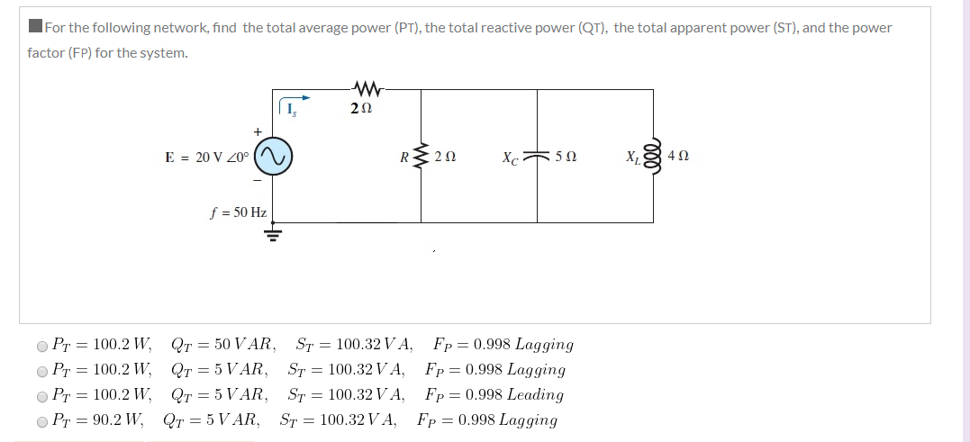 Solved For the following network, find the total average | Chegg.com