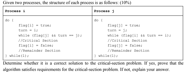 Solved Given two processes, the structure of each process is | Chegg.com