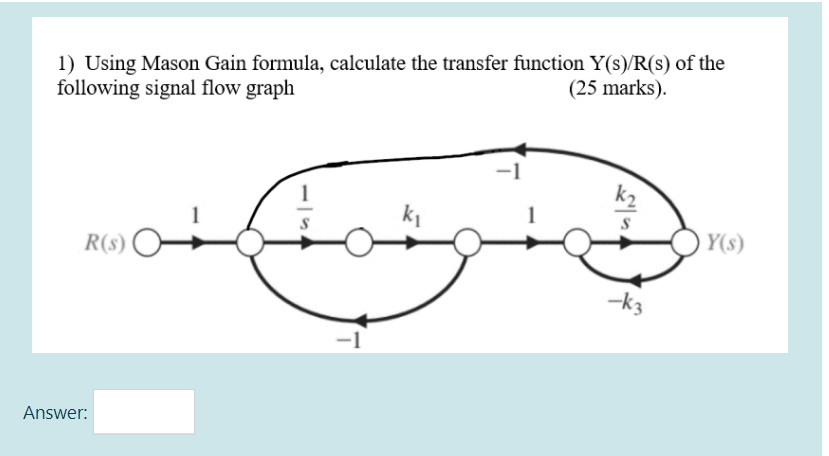 Solved 1) Using Mason Gain formula, calculate the transfer | Chegg.com