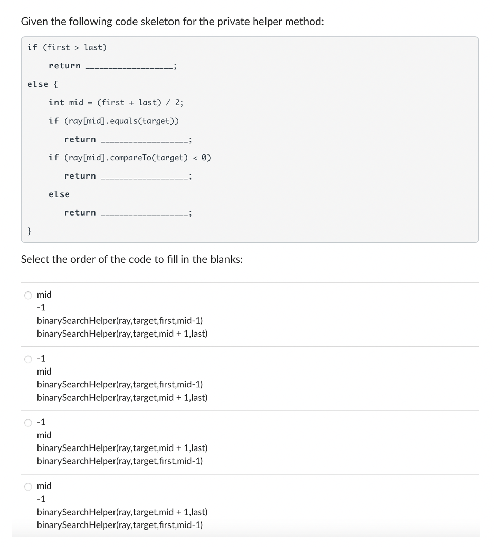 Solved Given the following code skeleton for the private | Chegg.com