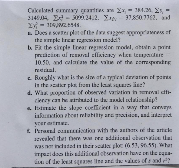 Solved Using MINITAB, obtain scatter diagram and perform | Chegg.com