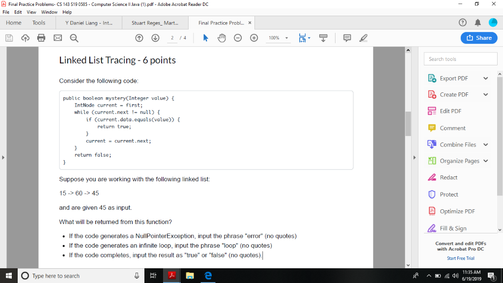 Solved Linked List Tracing - 6 points Consider the following | Chegg.com