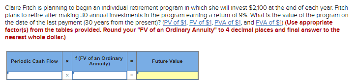 Solved Claire Fitch is planning to begin an Individual | Chegg.com