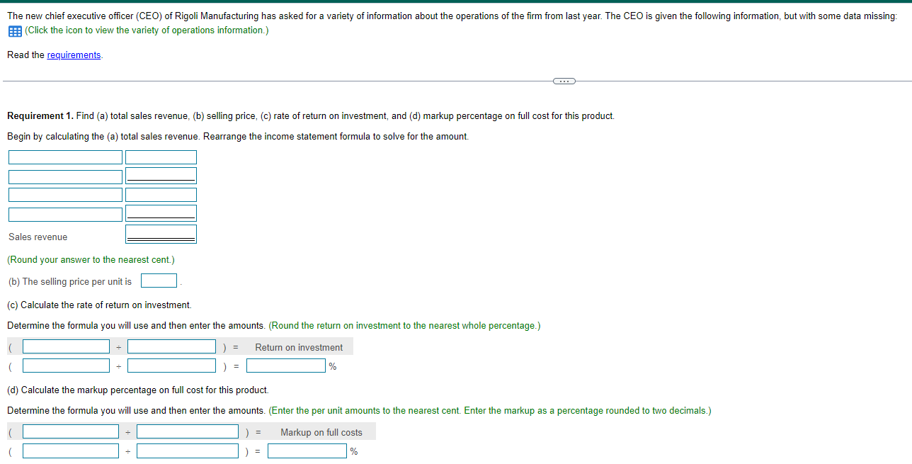 Solved (Click the icon to view the variety of operations | Chegg.com