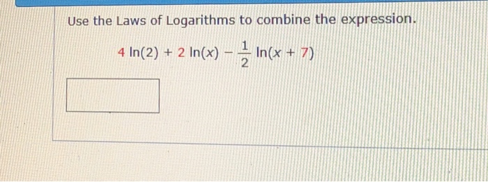 Solved Use the Laws of Logarithms to combine the expression. | Chegg.com