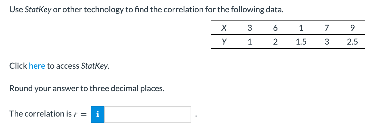 Solved Use StatKey or other technology to find the | Chegg.com