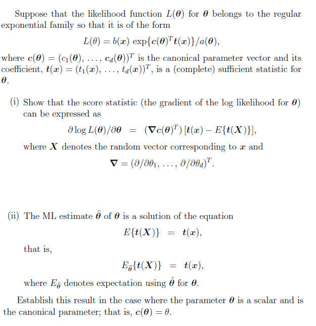 Suppose that the likelihood function LO) for @ | Chegg.com