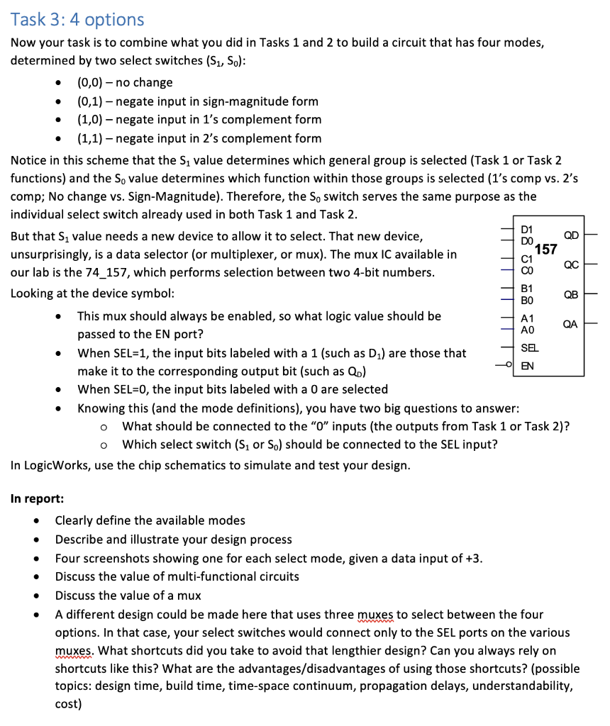 Task 3: 4 options Now your task is to combine what | Chegg.com
