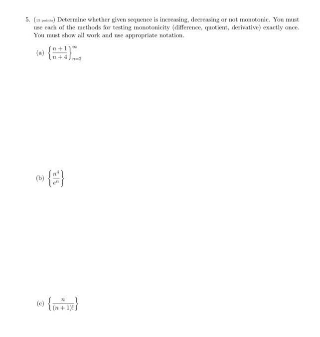 Solved 2. (12 point) Give examples of sequences satisfying | Chegg.com