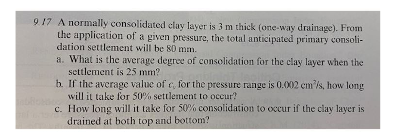 (Solved) : 917 Normally Consolidated Clay Layer 3 M Thick One Way ... (Solved) : 917 Normally Consolidated Clay Layer 3 M Thick One Way ...
