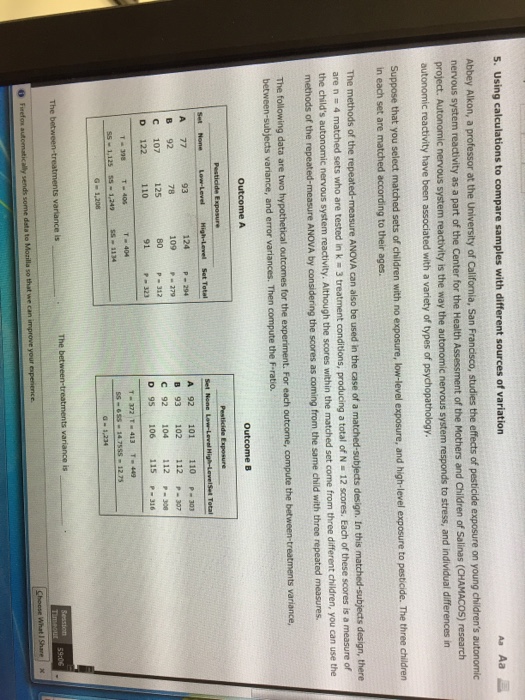 5. Using calculations to compare samples with | Chegg.com