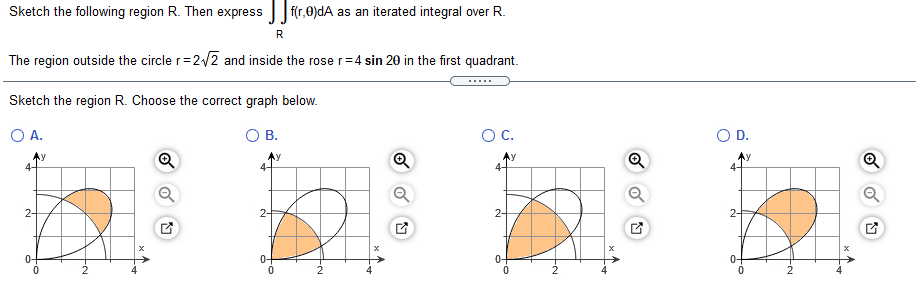 Solved Sketch the following region R. Then express f(ro)dA | Chegg.com