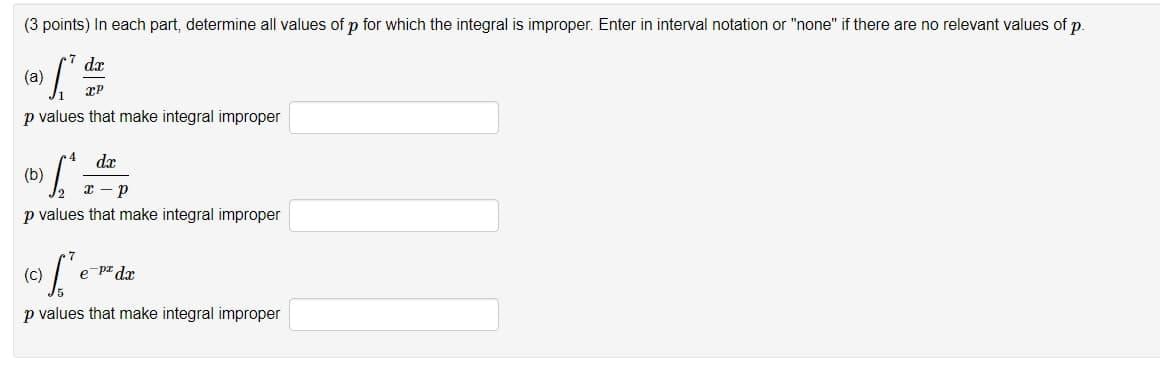 Solved (3 points) In each part, determine all values of p | Chegg.com