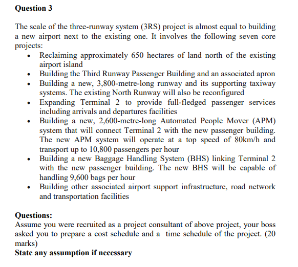 Solved Question 3 The scale of the three-runway system (3RS) | Chegg.com