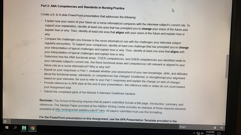 To Prepare Part 1: ANA Competencies and Standards | Chegg.com