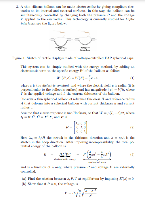 3. A thin silicone balloon can be made electro-active | Chegg.com