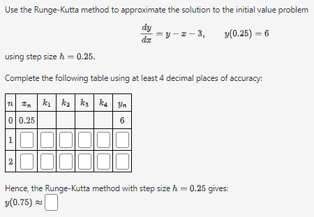 Solved Use the Runge-Kutta method to approximate the | Chegg.com