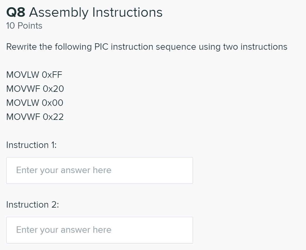 Solved Q8 Assembly Instructions 10 Points Rewrite the | Chegg.com