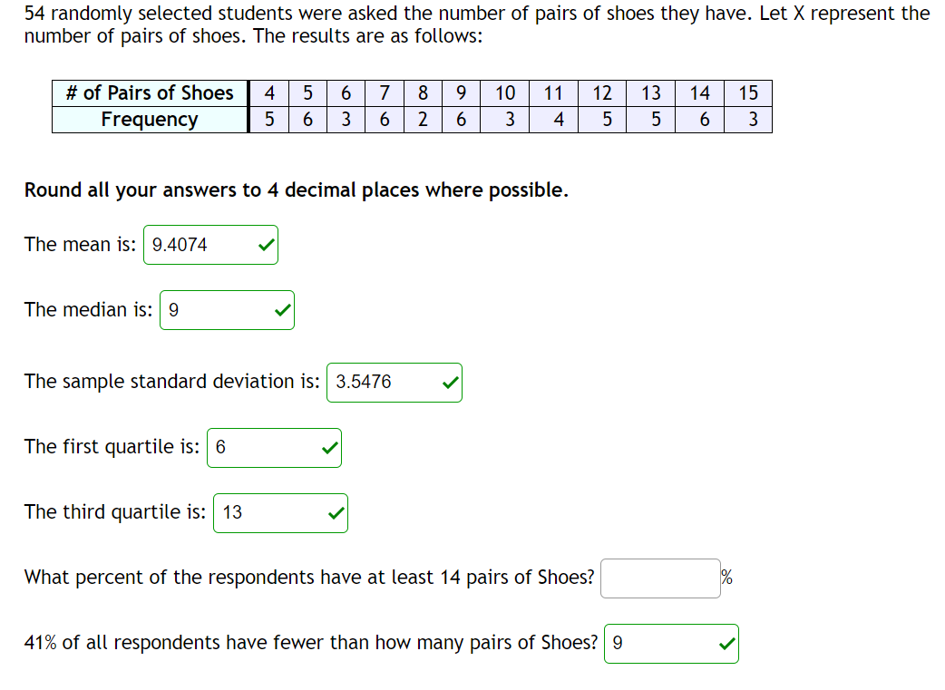 Solved 54 randomly selected students were asked the number | Chegg.com