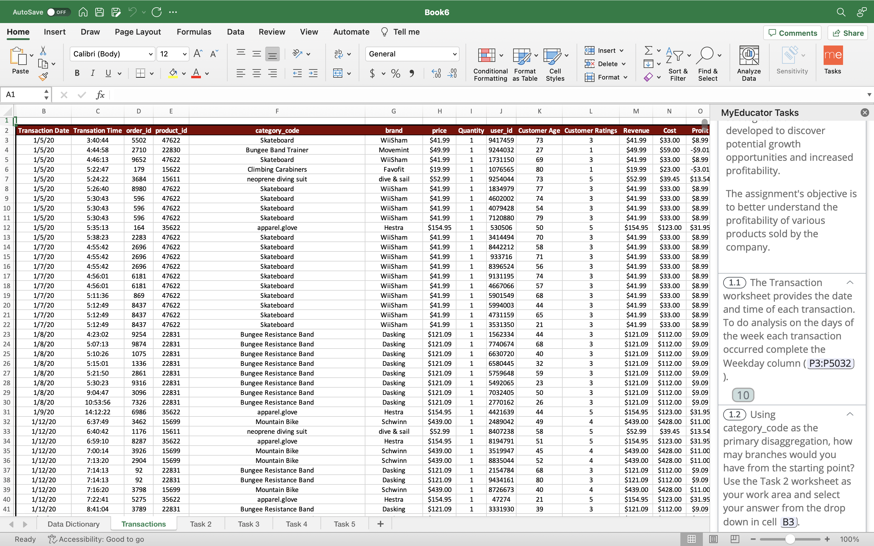 Solved (1.1) The Transaction worksheet provides the date and | Chegg.com