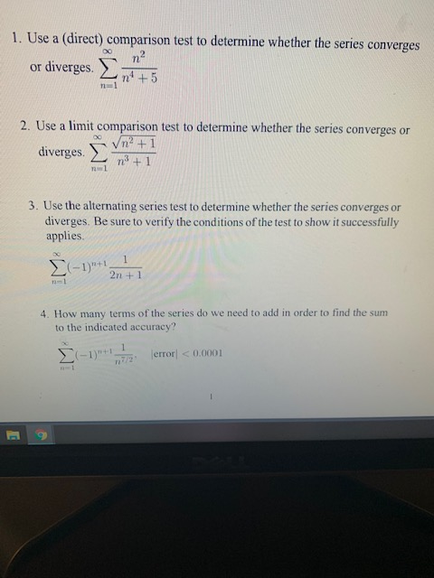 Solved 1. Use a (direct) comparison test to determine | Chegg.com