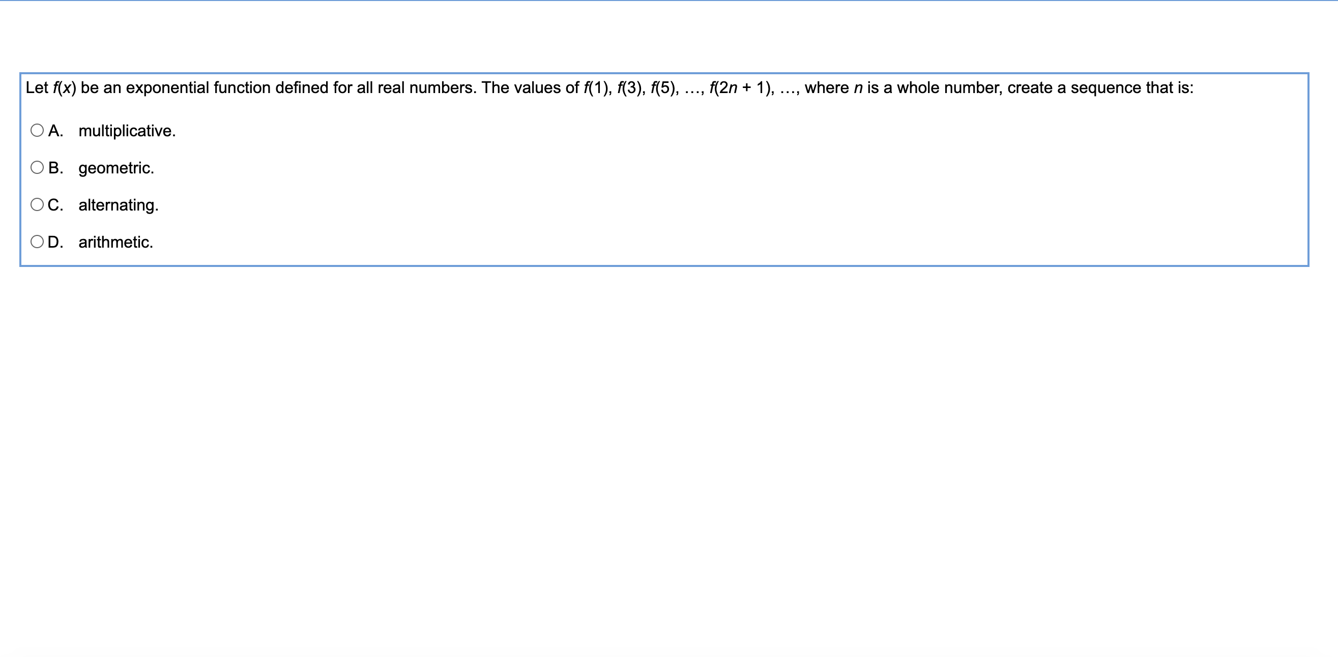 Solved Let f(x) be an exponential function defined for all | Chegg.com