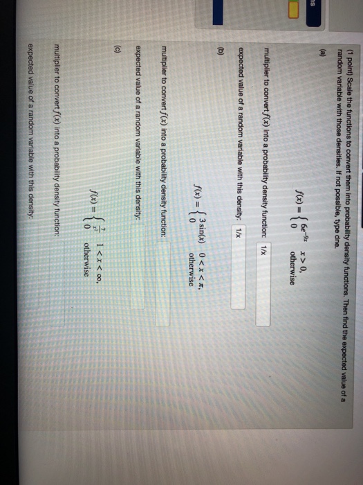 Solved (1 point) Scale the functions to convert them into | Chegg.com
