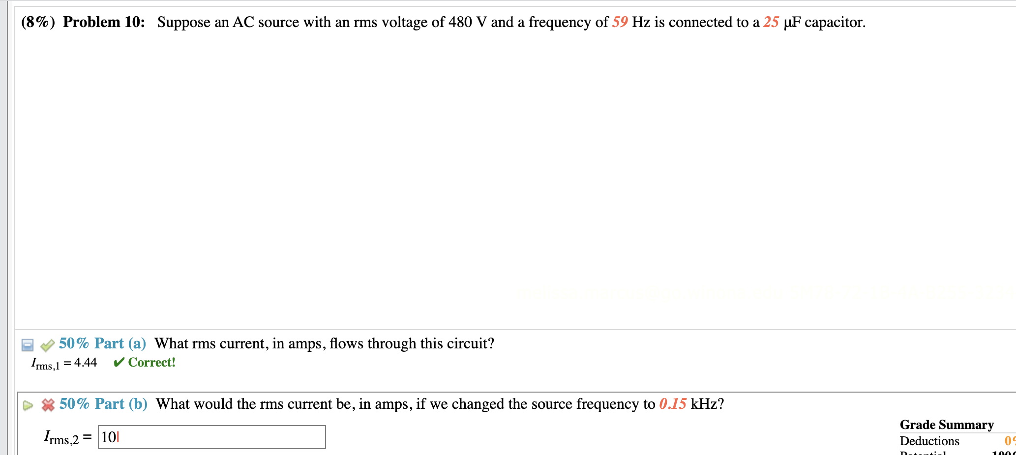 Solved (8\%) Problem 2: An MRI technician moves his hand | Chegg.com