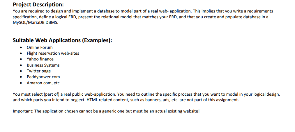 Project Description: You are required to design and | Chegg.com