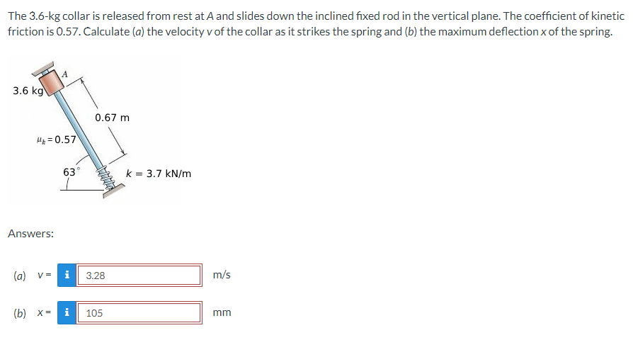 Solved The 3.6-kg collar is released from rest at \\( A \\) | Chegg.com