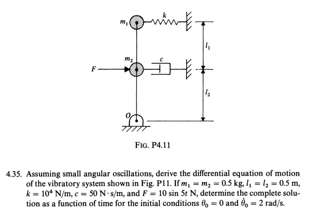Solved mi m2 2 FIG. P4.11 4.35. Assuming small angular | Chegg.com