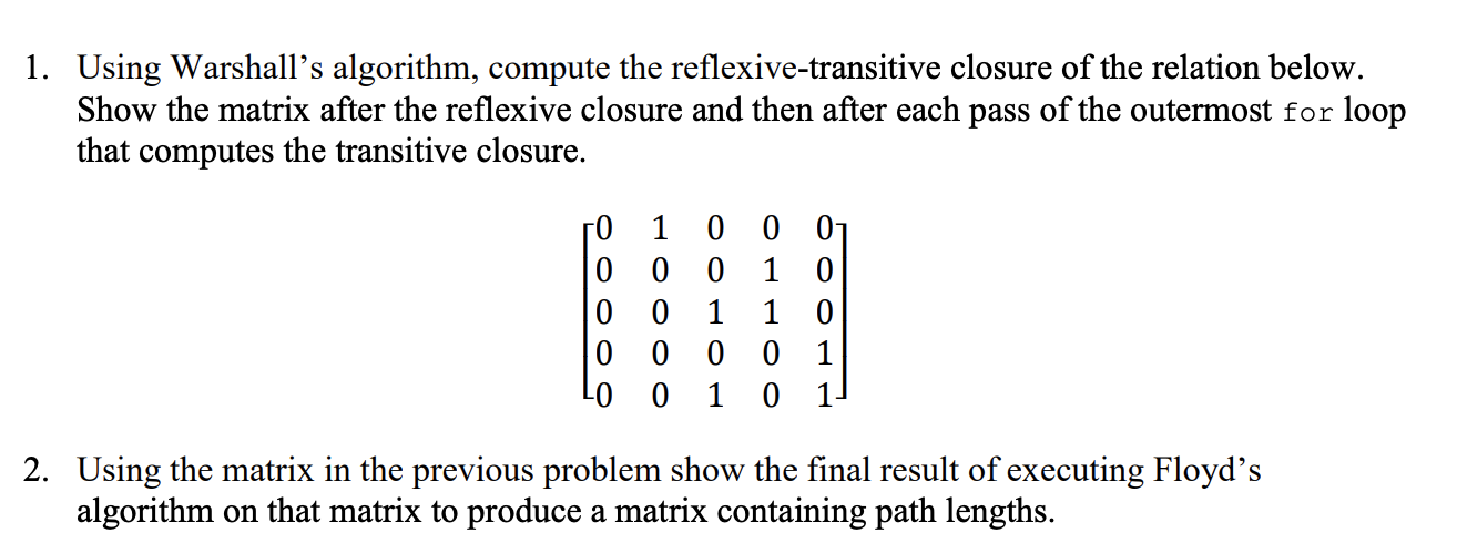 2. Using the matrix in the previous problem show the | Chegg.com