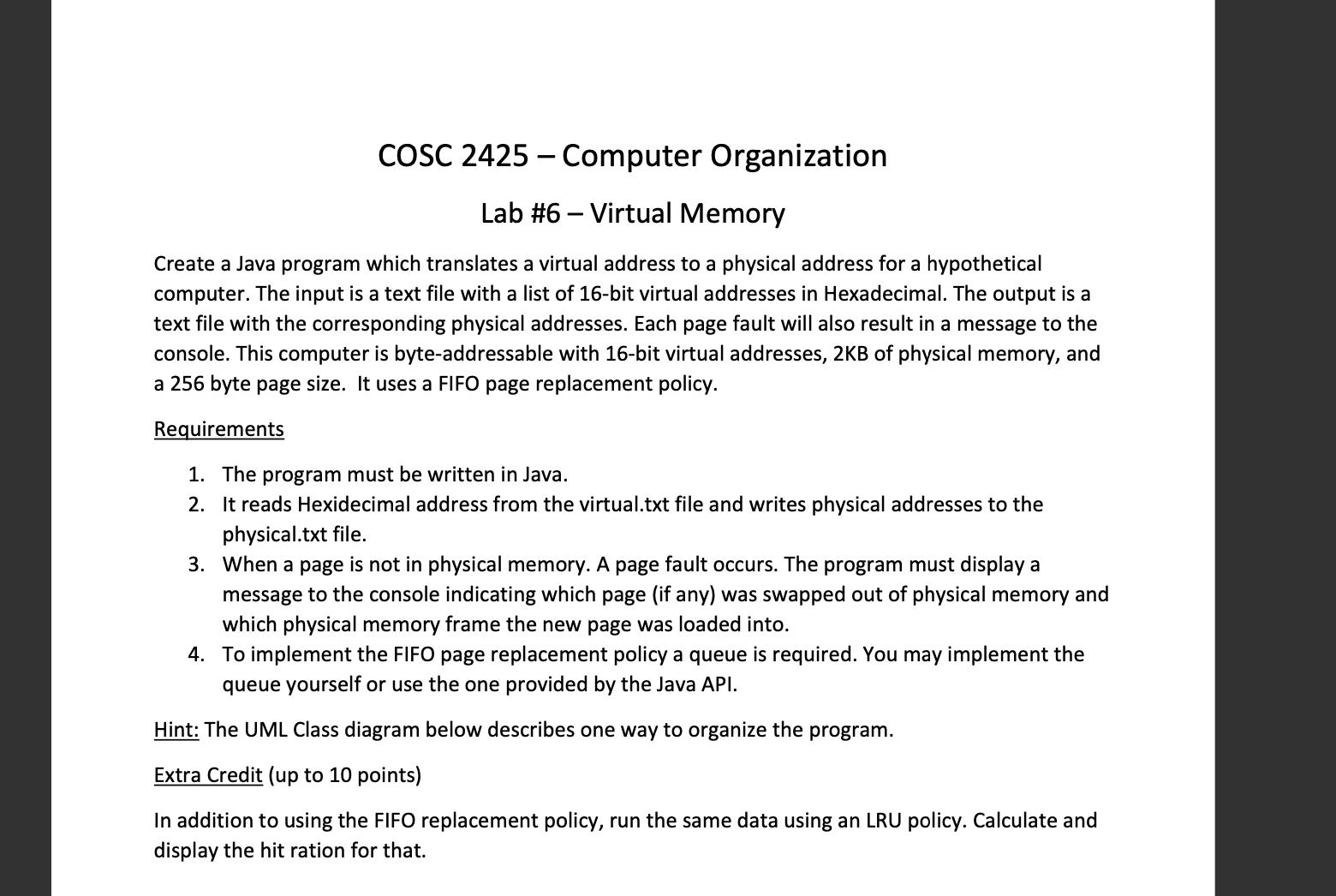 COSC 2425 - Computer Organization Lab #6 – Virtual | Chegg.com