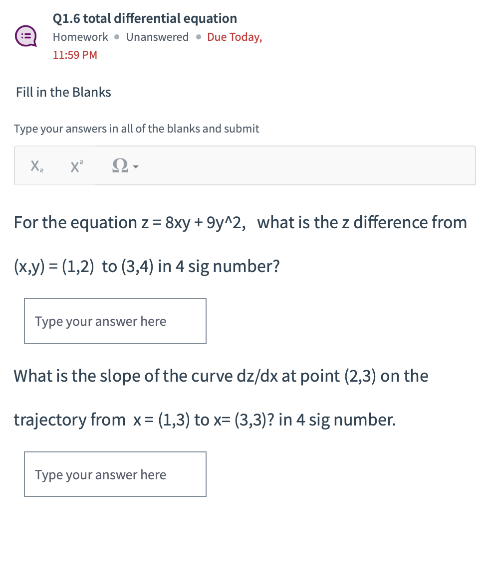 Solved Q1.6 ﻿total differential equationHomework - | Chegg.com