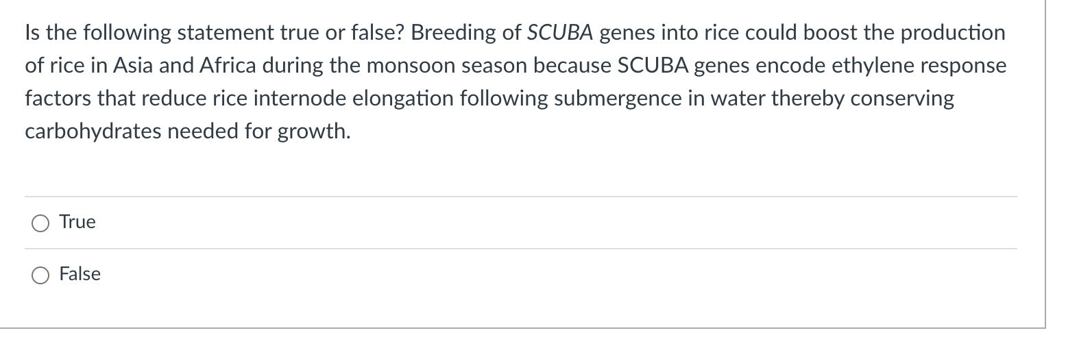 Solved Is the following statement true or false? Breeding of | Chegg.com