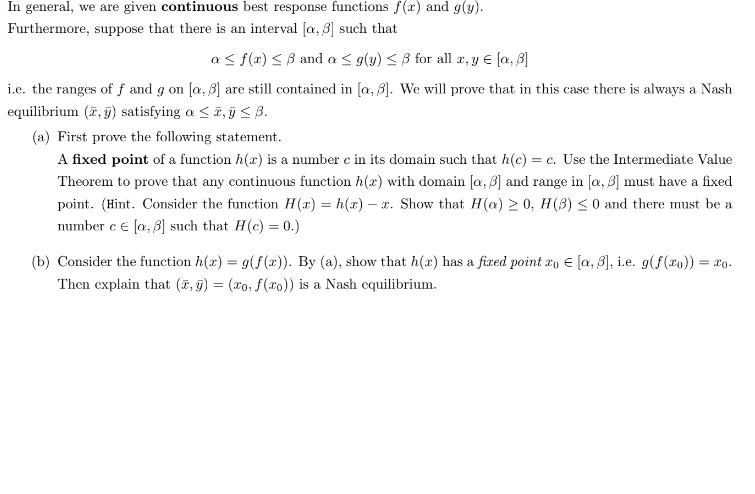 Solved In general, we are given continuous best response | Chegg.com