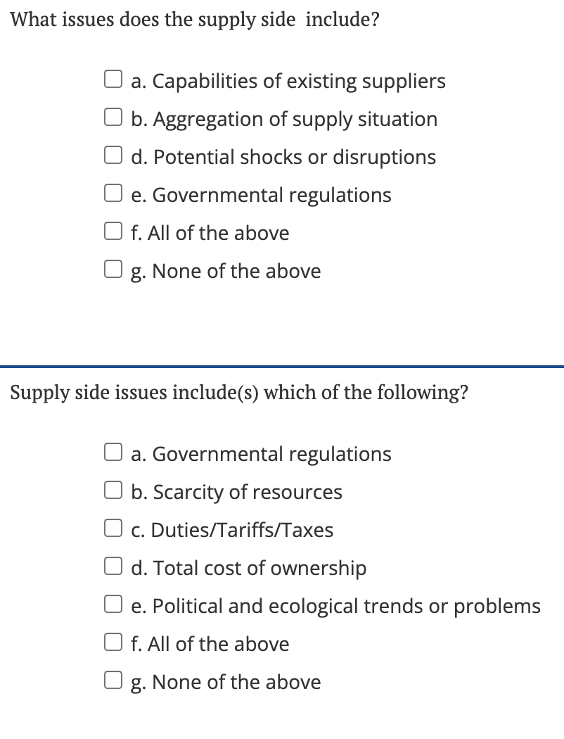 Solved What issues does the supply side include? a. | Chegg.com